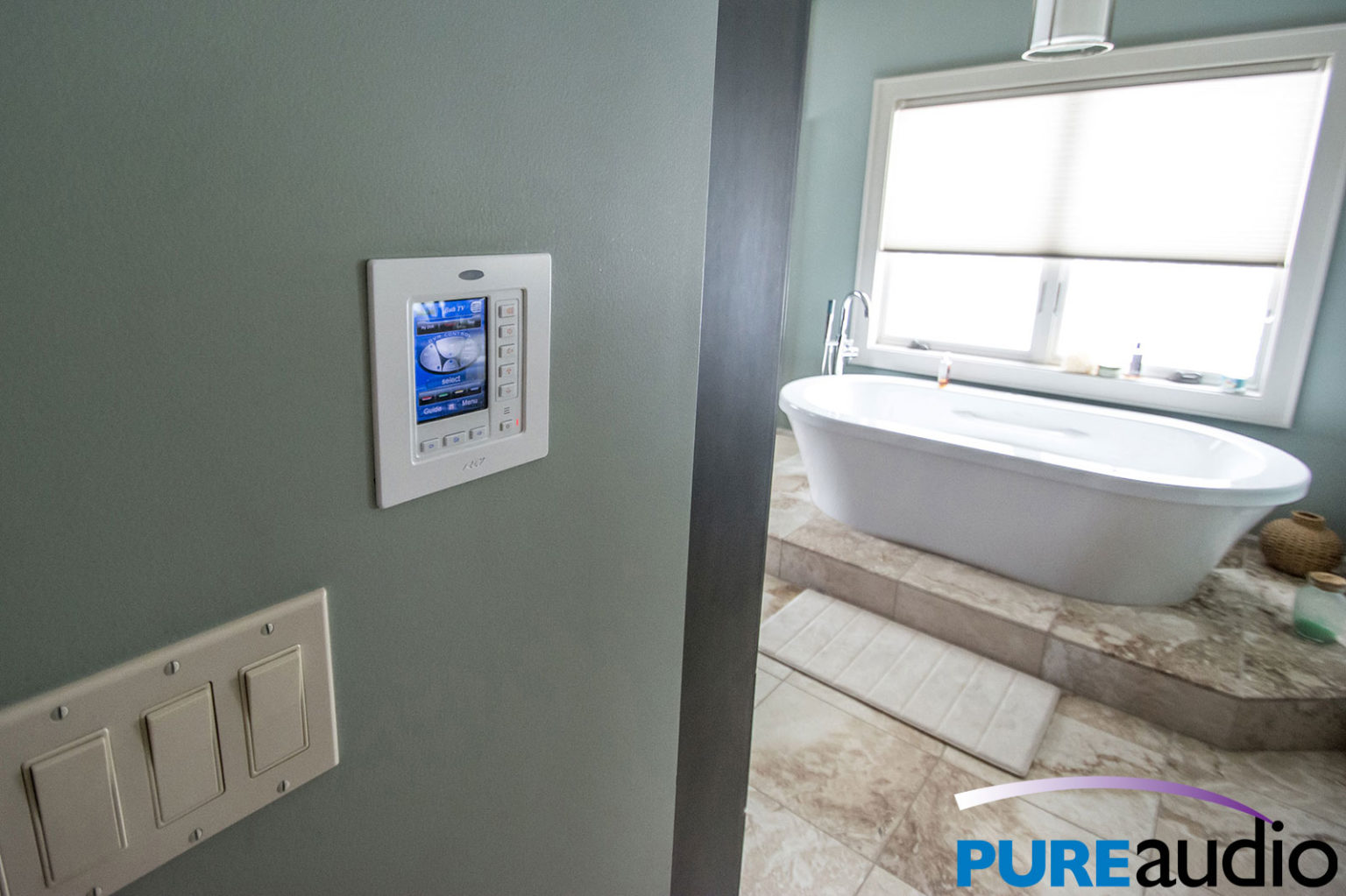 Mounted Flat-Screen TV & Discrete In-Wall SpeakersPure Audio | Pure Audio